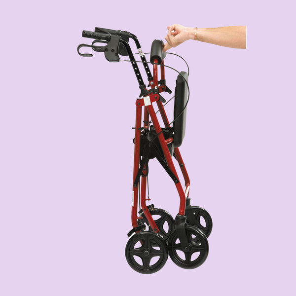 Red 4 Wheeled Walker With Seat – Seacroft Mobility